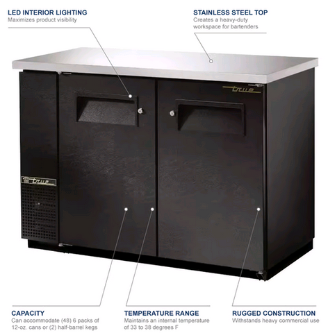 True 48" Back Bar Cooler TBB24-48-2S-Z1-SFT-B-1 - 1/1EA | s.t.o.p ...