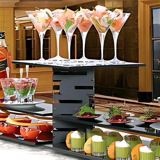 Rosseto Skycap® 6"x6"12" Matte Black Multi-Level Display Riser D620RB | s.t.o.p. Restaurant Supply