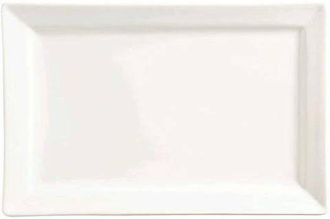 12" x 8" Ultra Bright White Wide Rim Rectangular Porcelain Plate | s.t ...