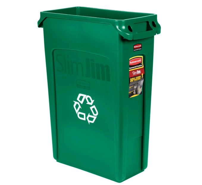 Rubbermaid Slim Jim 23 Gallon Green Rectangular Recycling Bin ...